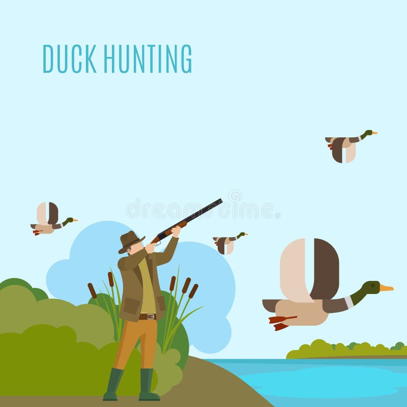 Duck hunting illustration stock vector. Illustration of black - 82556378