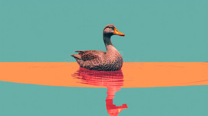Duck Image with Risograph Ra 6800 Texture Stock Illustration ...