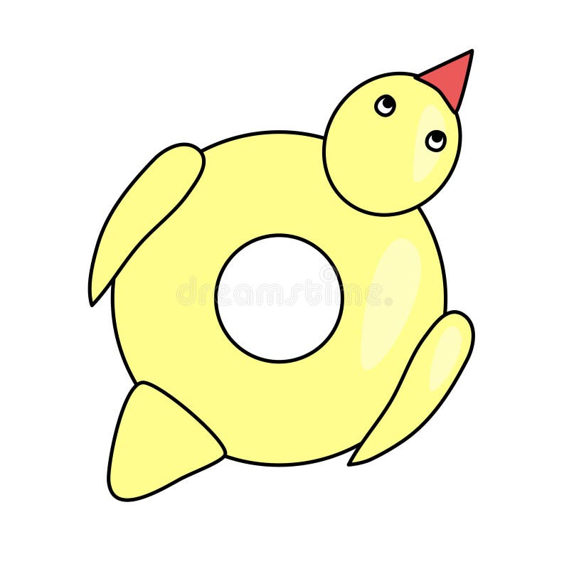 Duck Inflatable Ring for Swimming Pool or Beach, Doodle Style Flat ...