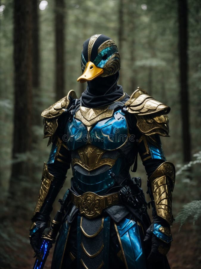 A Duck Knight in Armor in the Forest. Generated by AI. Stock ...