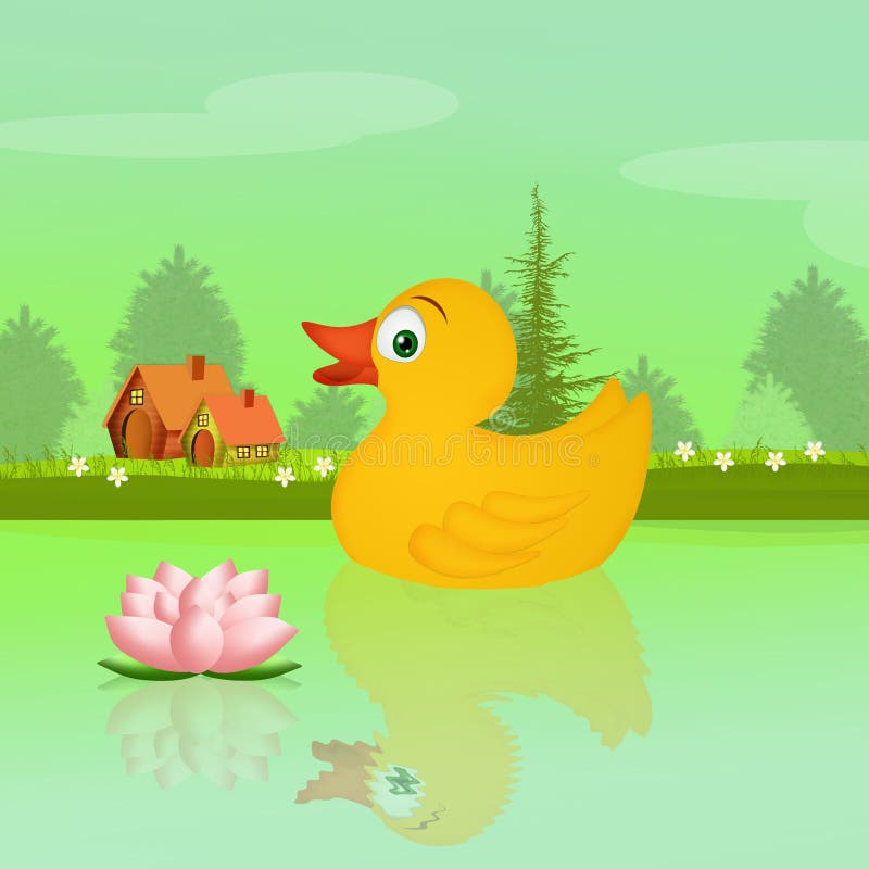 Duck in the lake in spring stock illustration. Illustration of seasons ...
