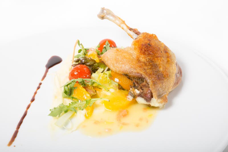 Duck leg confit stock image. Image of lettuce, meat, food - 73592519