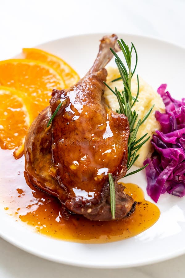Duck Leg Steak with Orange Sauce Stock Image - Image of meat, roasted ...