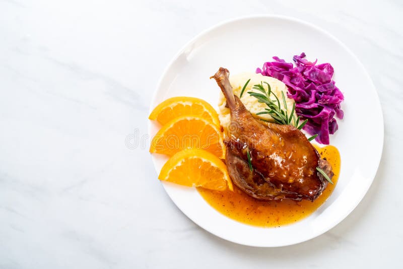Duck Leg Steak with Orange Sauce Stock Image - Image of sauce, dish ...