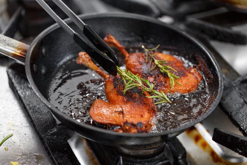 Duck legs frying stock image. Image of homecooking, poultry - 76894889