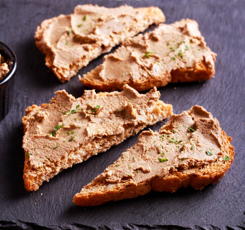 Duck Liver Spread Over Brown Bread Stock Image - Image of treat, snack ...