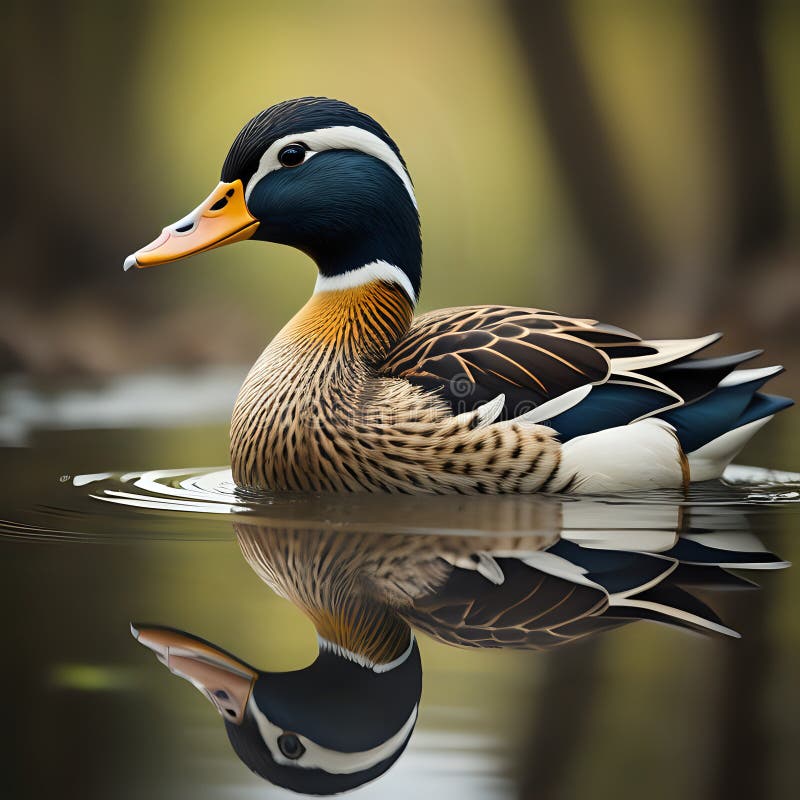 Duck Living Life in Nature - Generated by Ai Stock Illustration ...