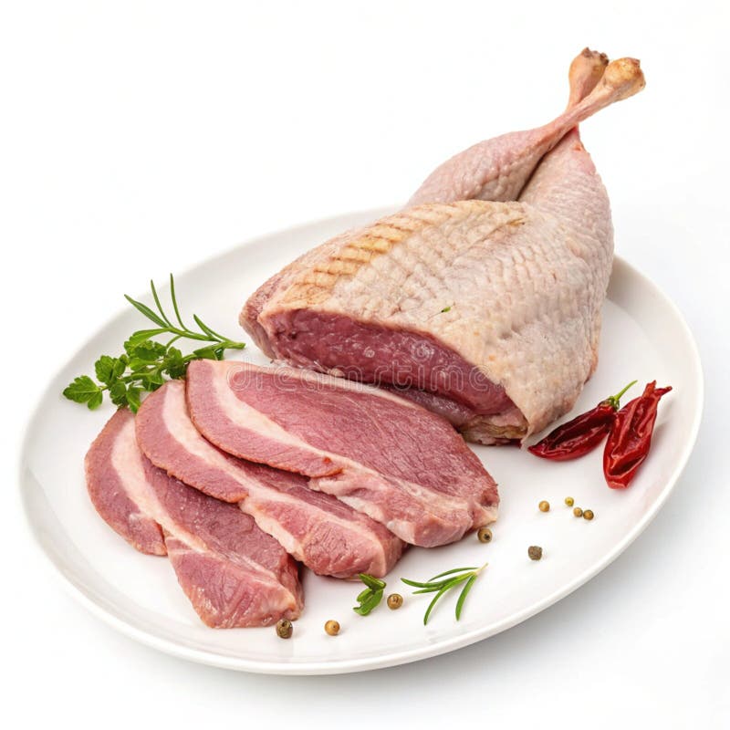 Duck Meat on White Background Stock Illustration - Illustration of meal ...