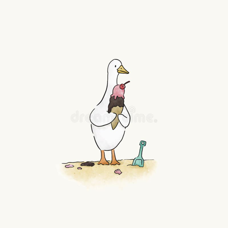 Duck with a Melting Ice Cream Stock Illustration - Illustration of ...