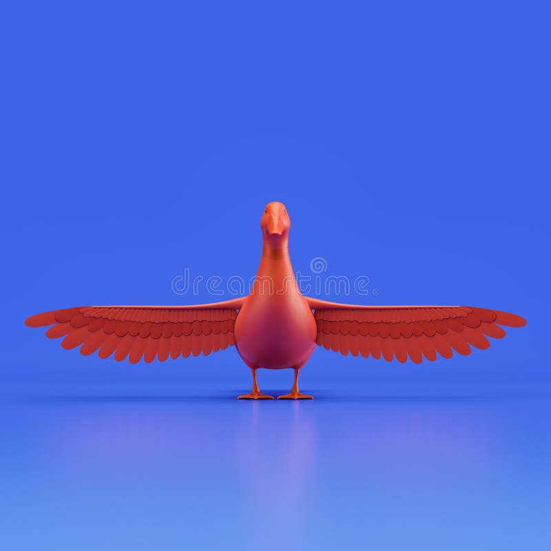 Duck Monochrome Single Color Animal. Red Color Single Animal from Front ...