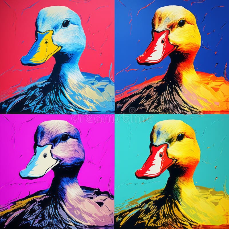 Colorful Duck Art: Four Pop Art-inspired Portraits in Andy Warhol Style ...