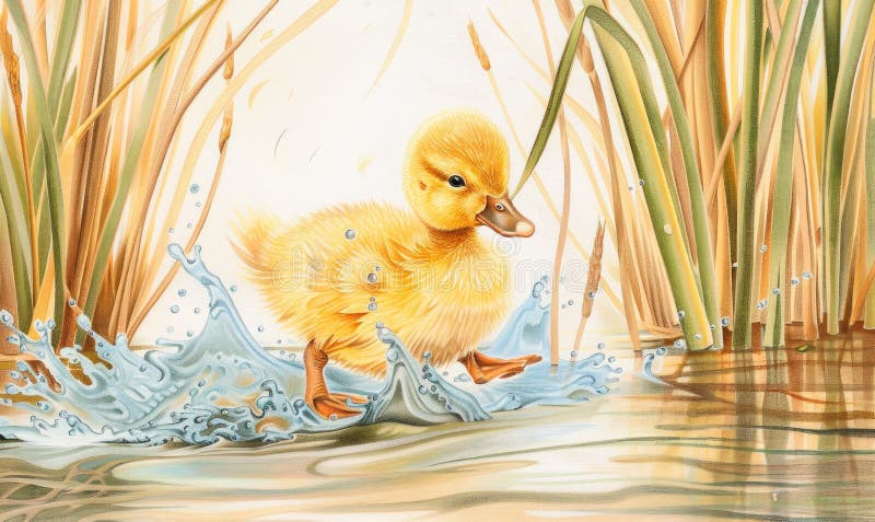 A Duck is Running through the Water Stock Photo - Image of water, small ...