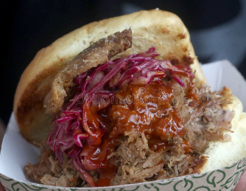 Pulled Duck Sandwich on a Bun Stock Image - Image of poultry, snackfood ...