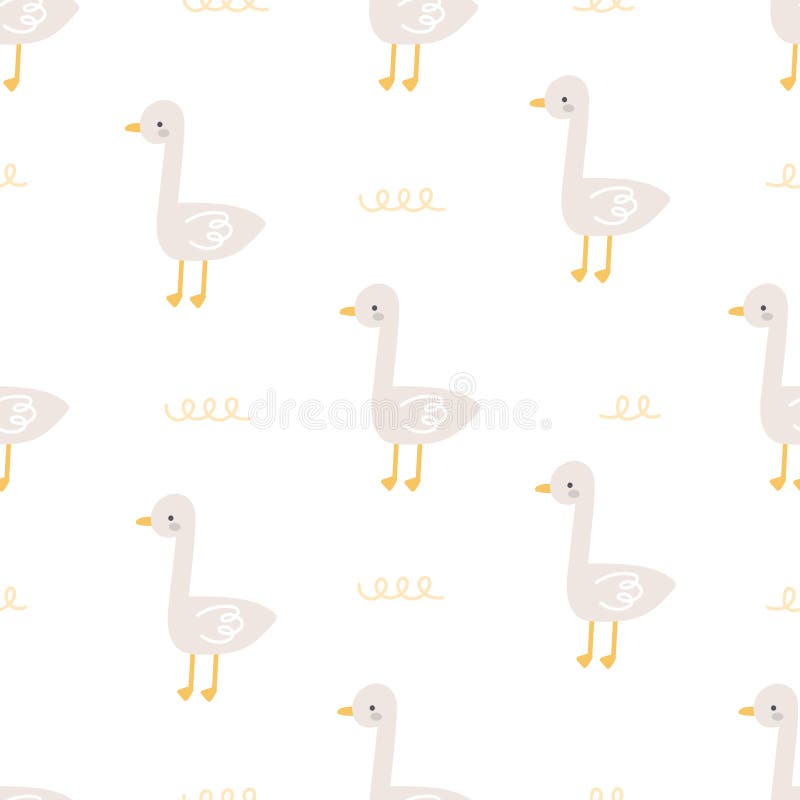 Cute Duck Seamless Pattern Background Stock Vector - Illustration of ...
