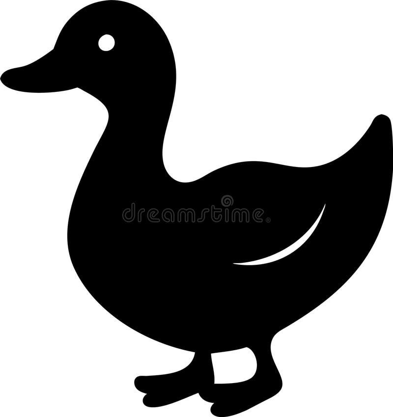 Duck Sign. Duck Black Silhouette Isolated on White Background Stock ...