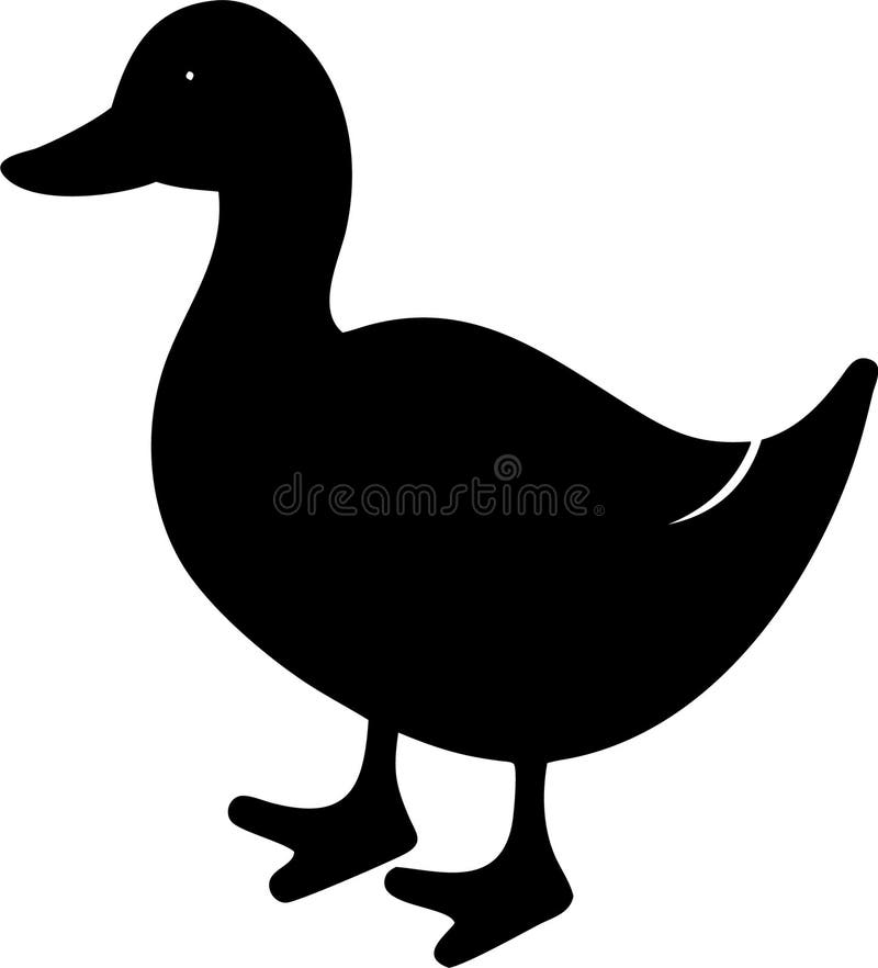 Duck Sign. Duck Black Silhouette Isolated on White Background Stock ...