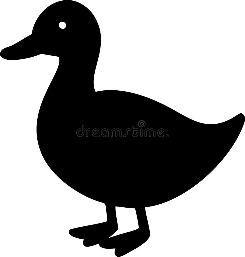 Duck Sign. Duck Black Silhouette Isolated on White Background Stock ...