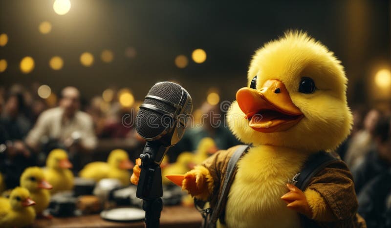 Duck Singing at a Duck Party, Ai Generated Stock Illustration ...