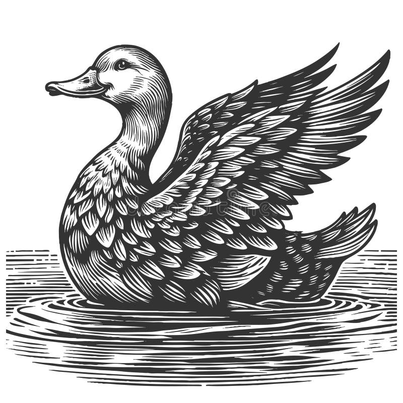 Duck with Spread Wings Floating on Water Vector Stock Vector ...