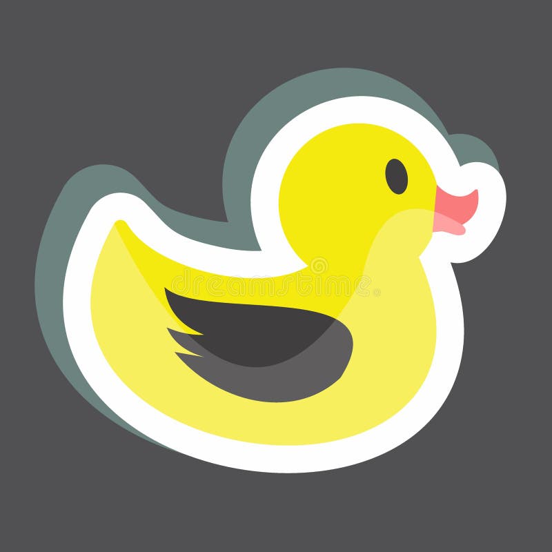 Duck Sticker in Trendy Isolated on Black Background Stock Illustration ...