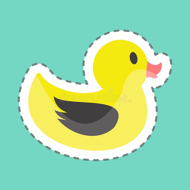 Duck Sticker in Trendy Line Cut Isolated on Blue Background Stock ...