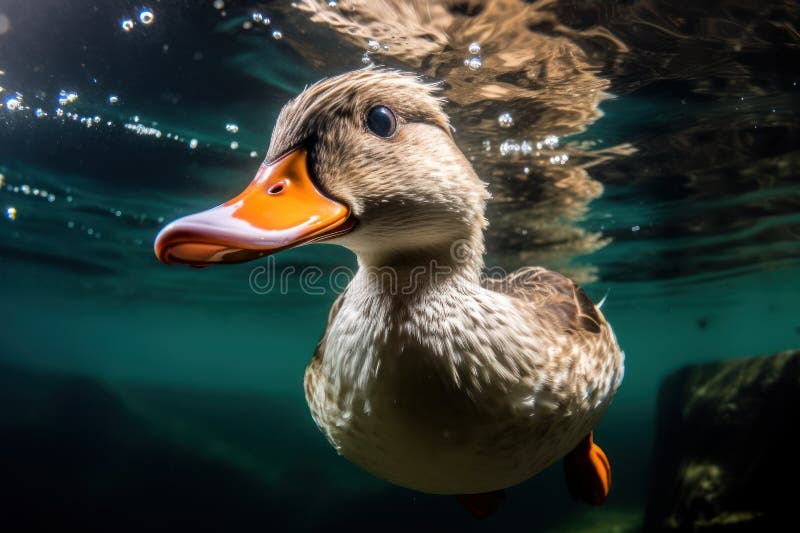 Duck Swimming Underwater. Generative Ai Stock Illustration ...