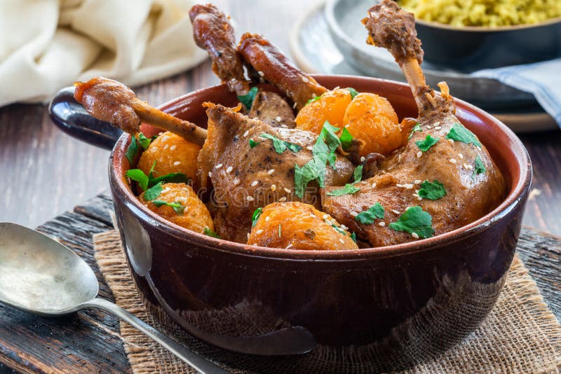 Duck Tagine with Clementines and Citrus Couscous Stock Image - Image of ...