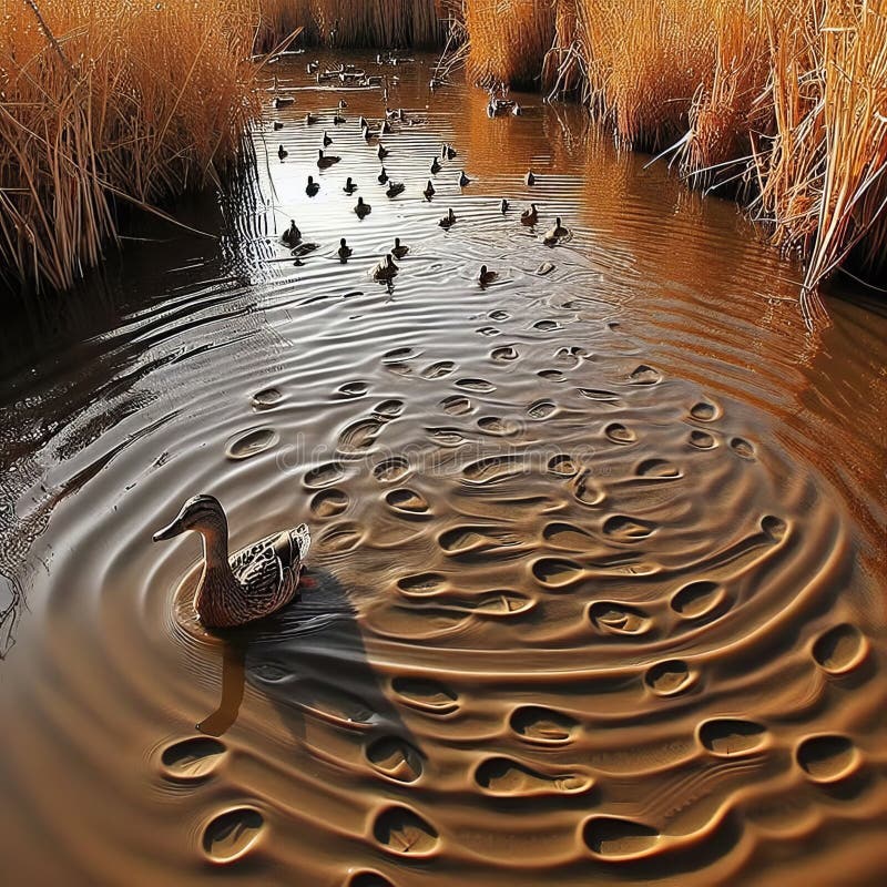 Duck Tracks Webbed Footprints Left by Ducks As they Paddle Th Stock ...