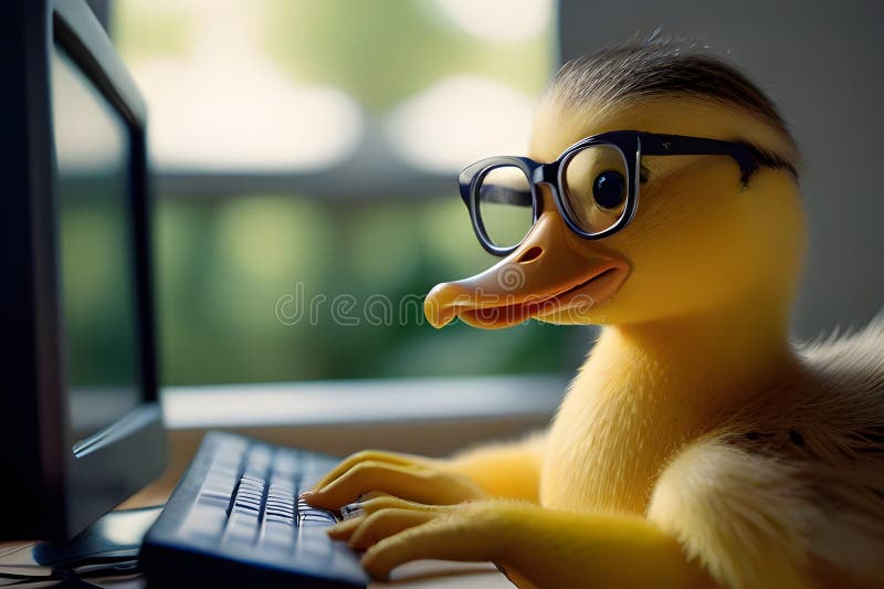 Duck Use Computer. Ai Generated Stock Illustration - Illustration of ...