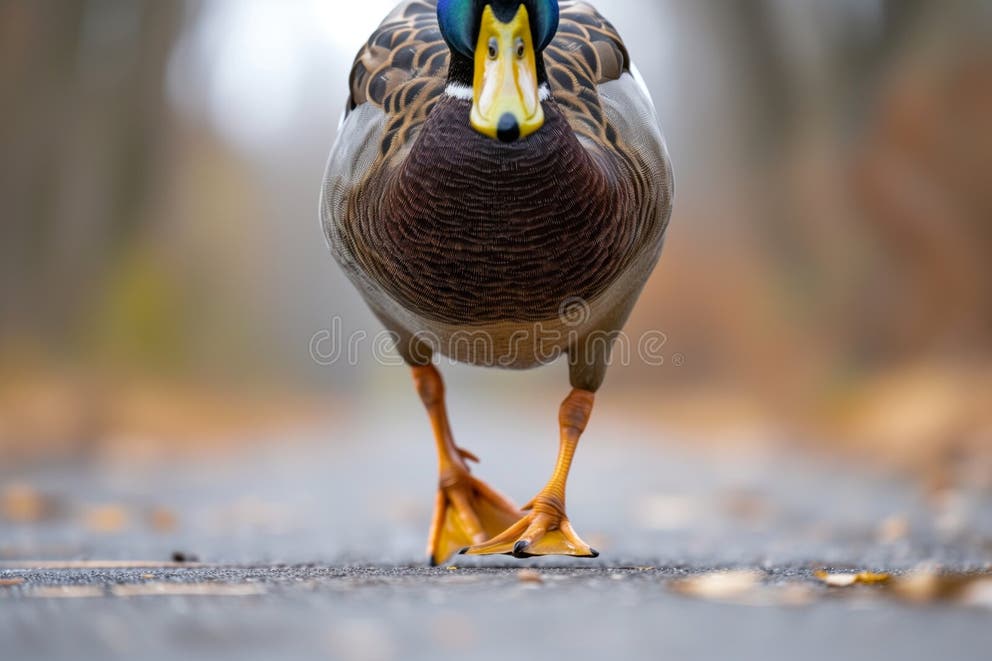 Duck Waddling Over Camera, Webbed Feet in Focus Stock Photo - Image of ...