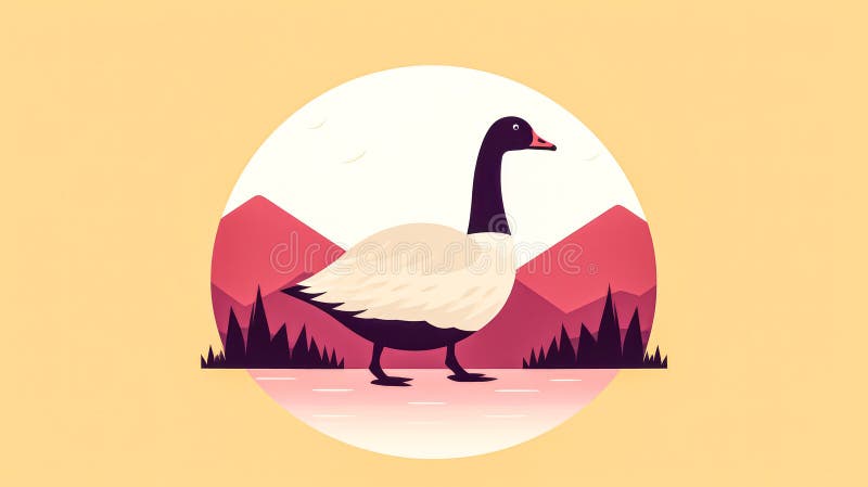 A Duck is Walking in Front of a Mountain Range Stock Illustration ...