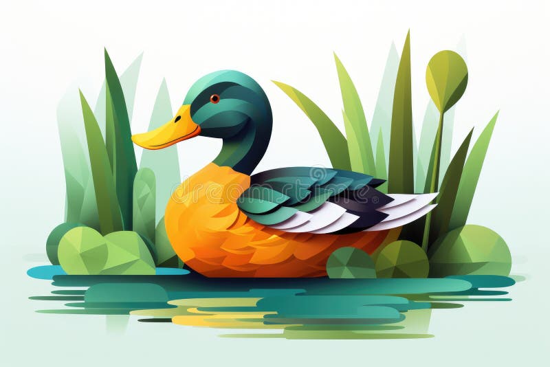 Duck in Water Paper Art AI Generated Stock Illustration - Illustration ...