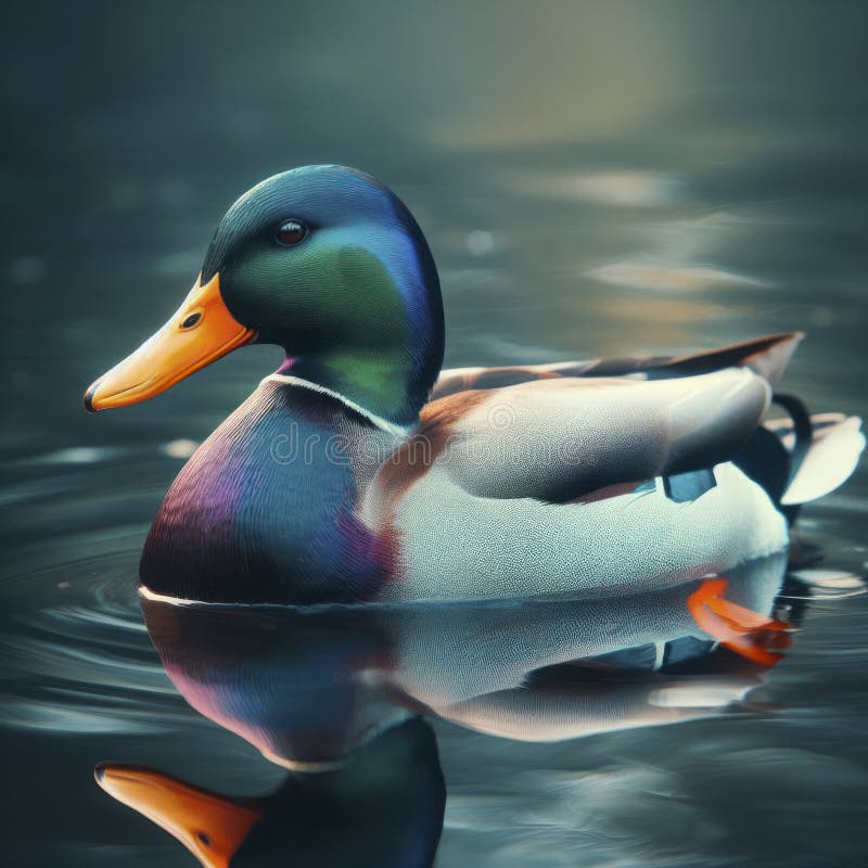 Duck on Water in a Reflection. Ai Generative Stock Illustration ...
