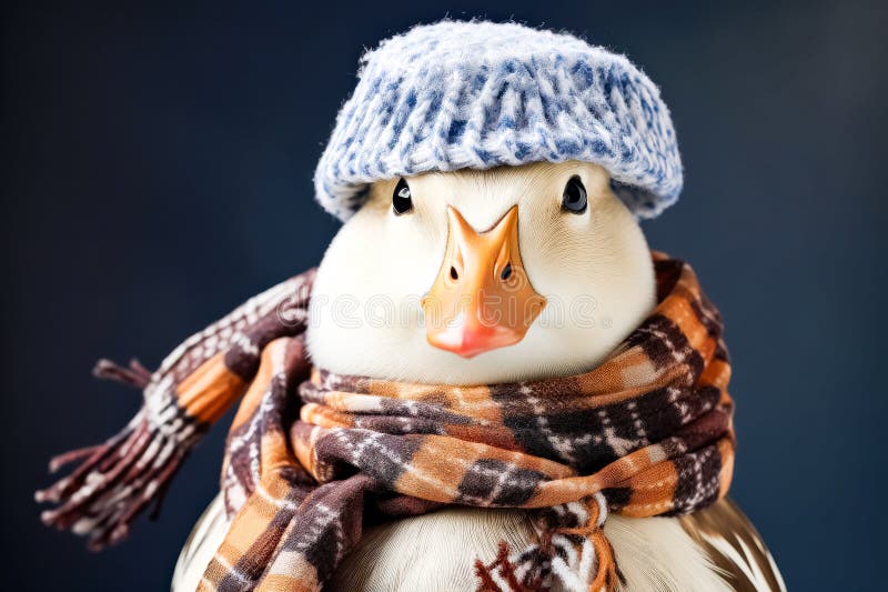 Duck Wearing a Blue Hat and a Scarf Stock Photo - Image of tropical ...