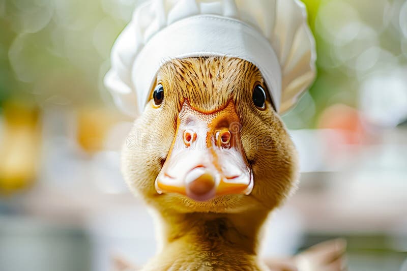 Duck Wearing a Chef S Hat and Smiling Stock Image - Image of portrait ...