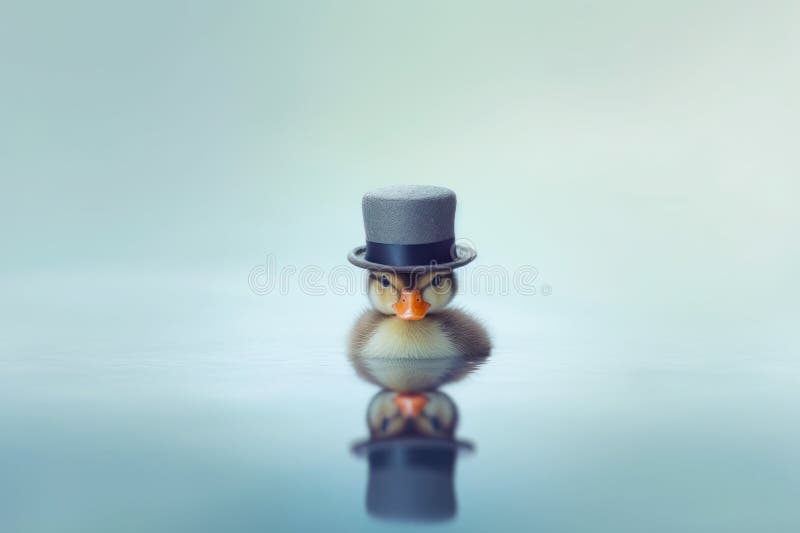 Duck Wearing Top Hat with Reflection in it S Water. Generative AI Stock ...