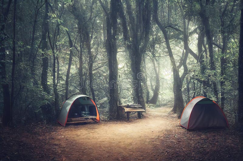Duckboards Path in Forest Leading To Summer Tourist Camp Stock Image ...