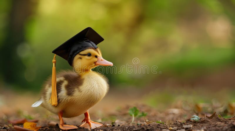 Duckling in Graduation Cap: Education and Graduation Theme Stock Photo ...