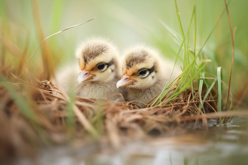 Ducklings Hatching in Concealed Grass Nest Stock Illustration ...