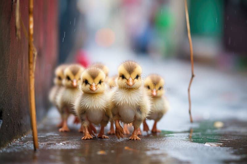 Ducklings in Line Behind Mother Stock Image - Image of ducklings ...