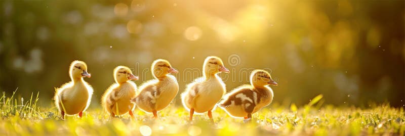 Ducklings on a Sunny Day stock image. Image of soft - 306592889