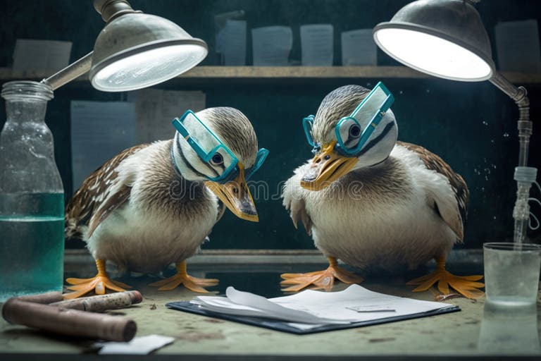 Ducks As Scientists Experiment Created with Generative AI Technology ...