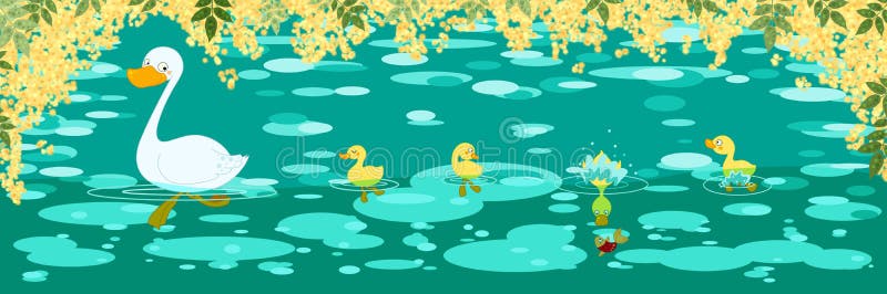 Ducks spring banner stock illustration. Illustration of outdoors - 23700822