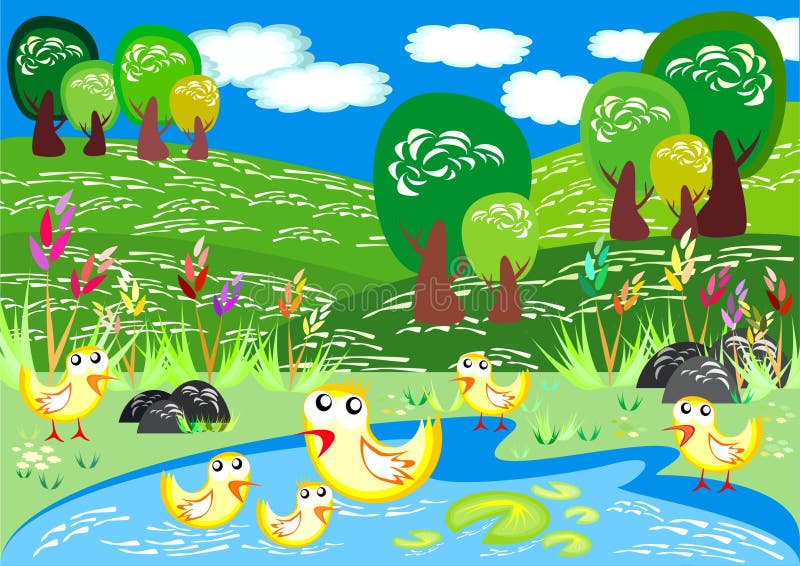 Ducks spring banner stock illustration. Illustration of outdoors - 23700822