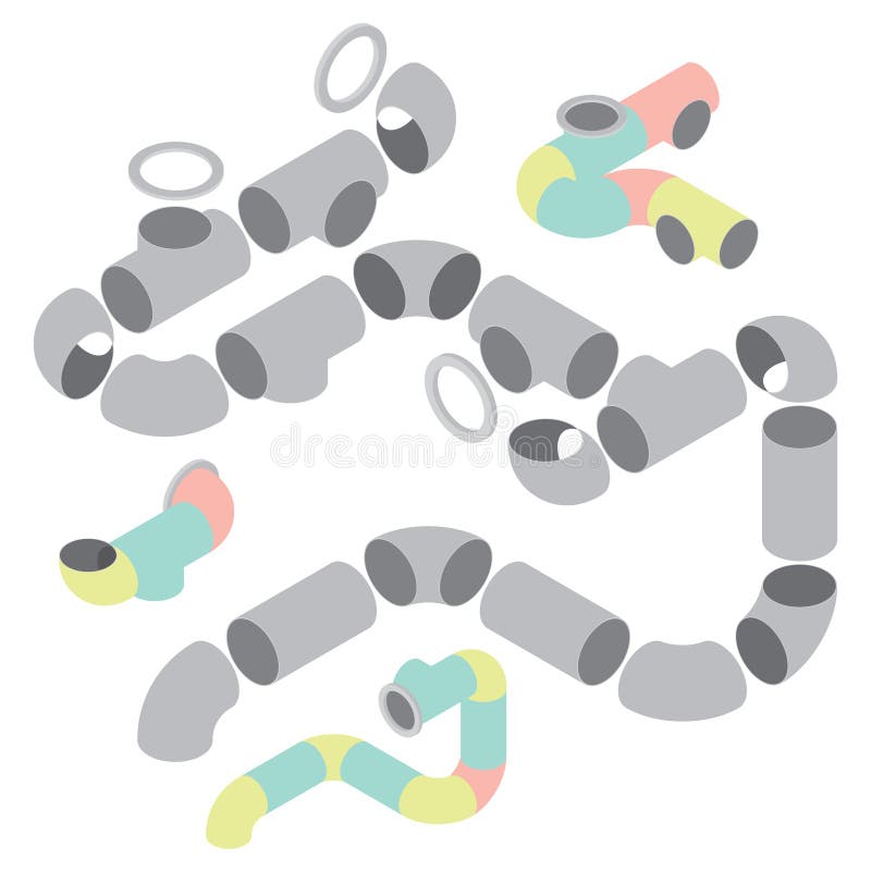 Duct Pipe Set Element Construction Air Conditioning Stock Illustrations ...