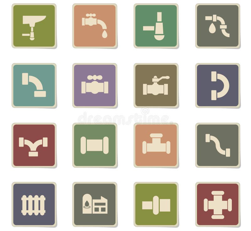 Duct icon set stock vector. Illustration of drain, fitting - 121914272