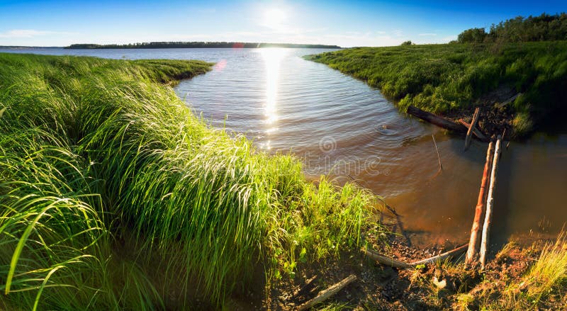 Duct Which Flows into the Ob River. Stock Photo - Image of fishing ...