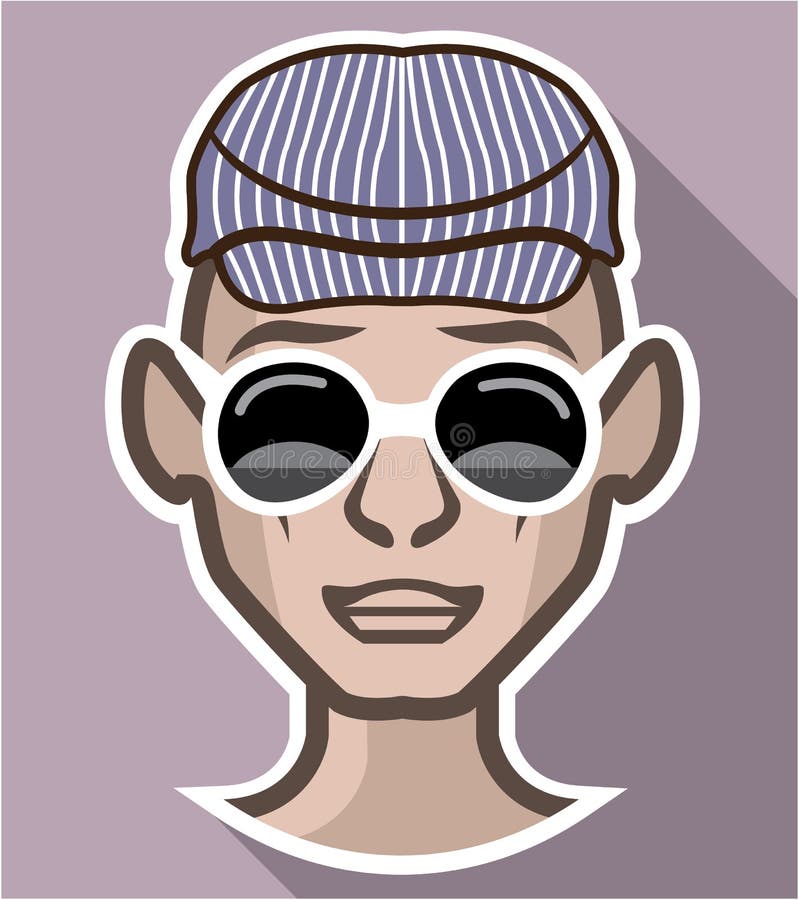 Dude Avatar glasses hat stock vector. Illustration of vector - 62612861