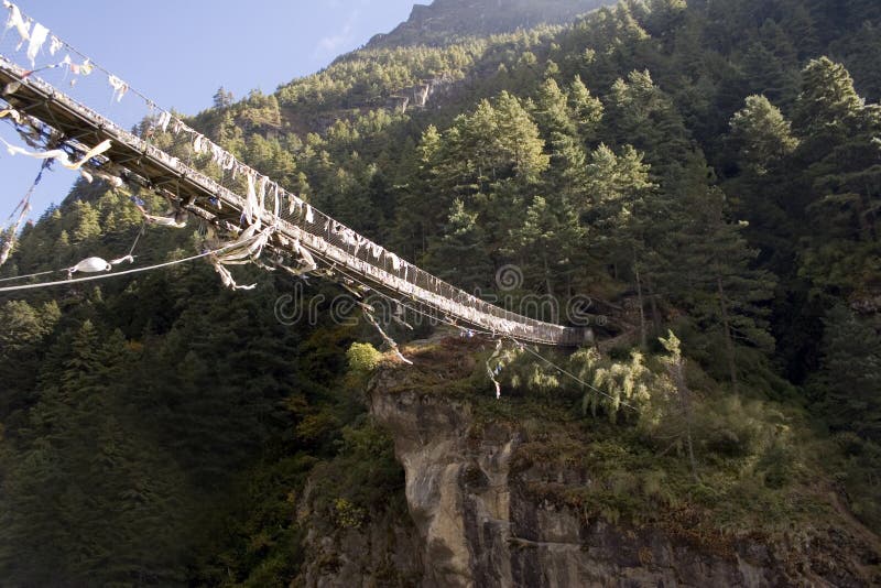 Dudh Koshi Suspension Bridge Stock Image - Image of namche, expedition ...