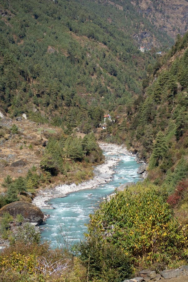 Dudh Kosi River in Himalayas Stock Photo - Image of valley, trees: 13442462